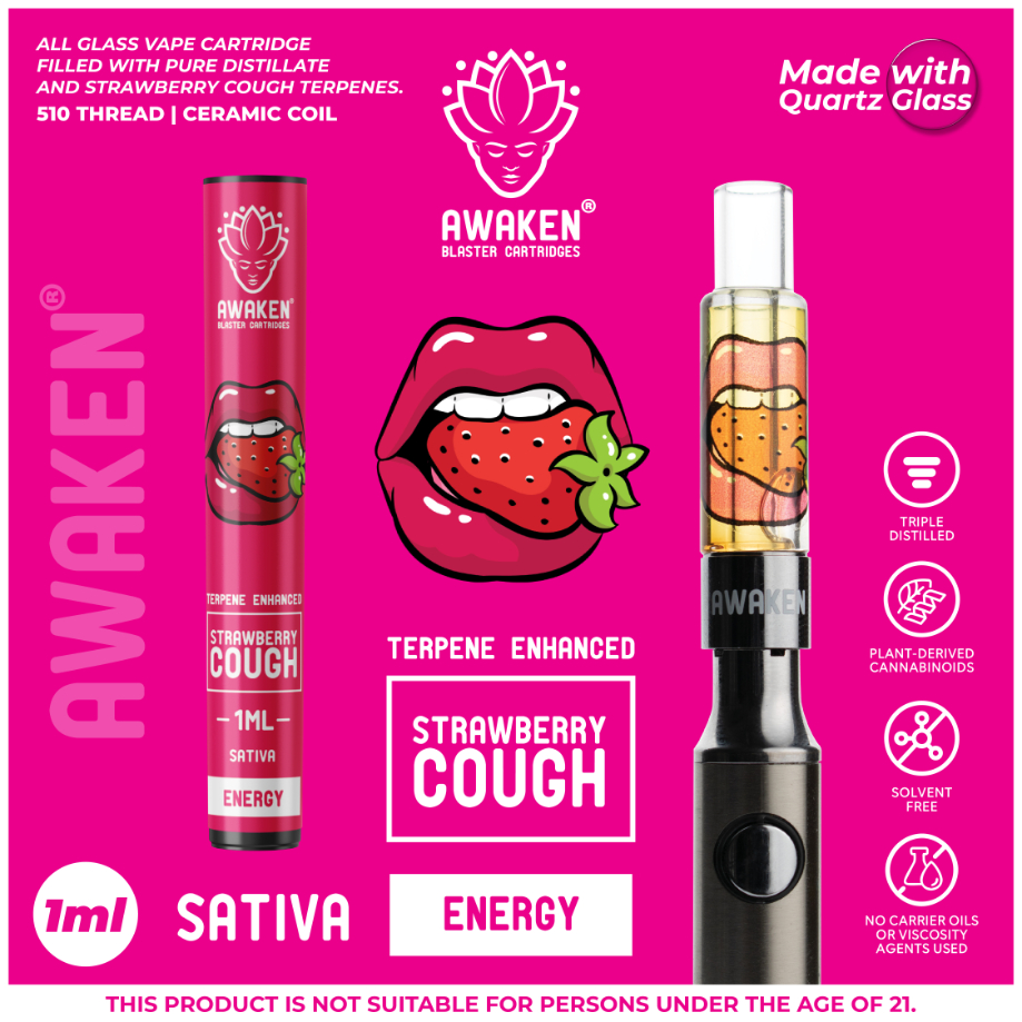 Awaken Strawberry Cough - Awaken Vapes - THC Vapes Delivered to your Door.