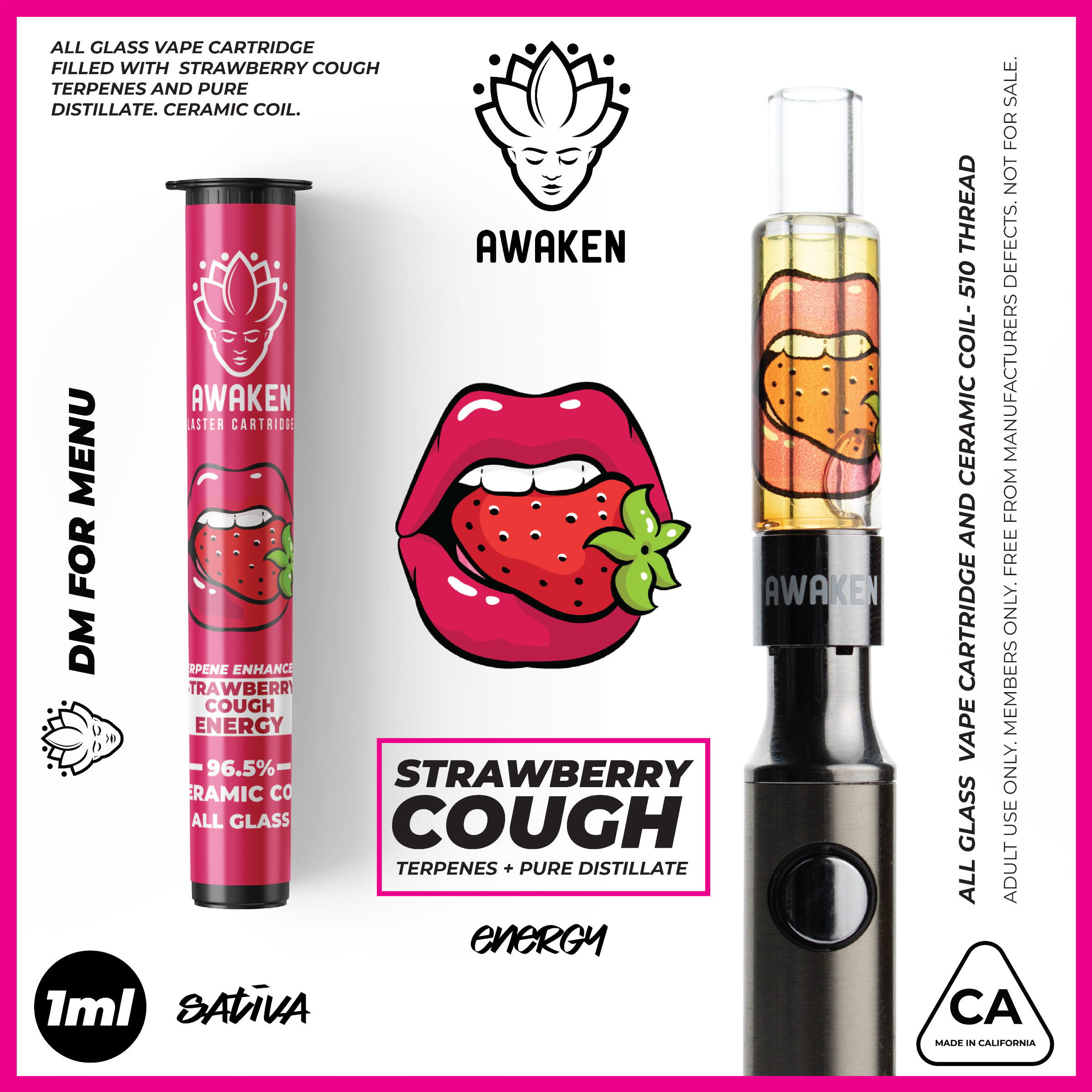Awaken Strawberry Cough - Awaken Vapes - THC Vapes Delivered to your Door.