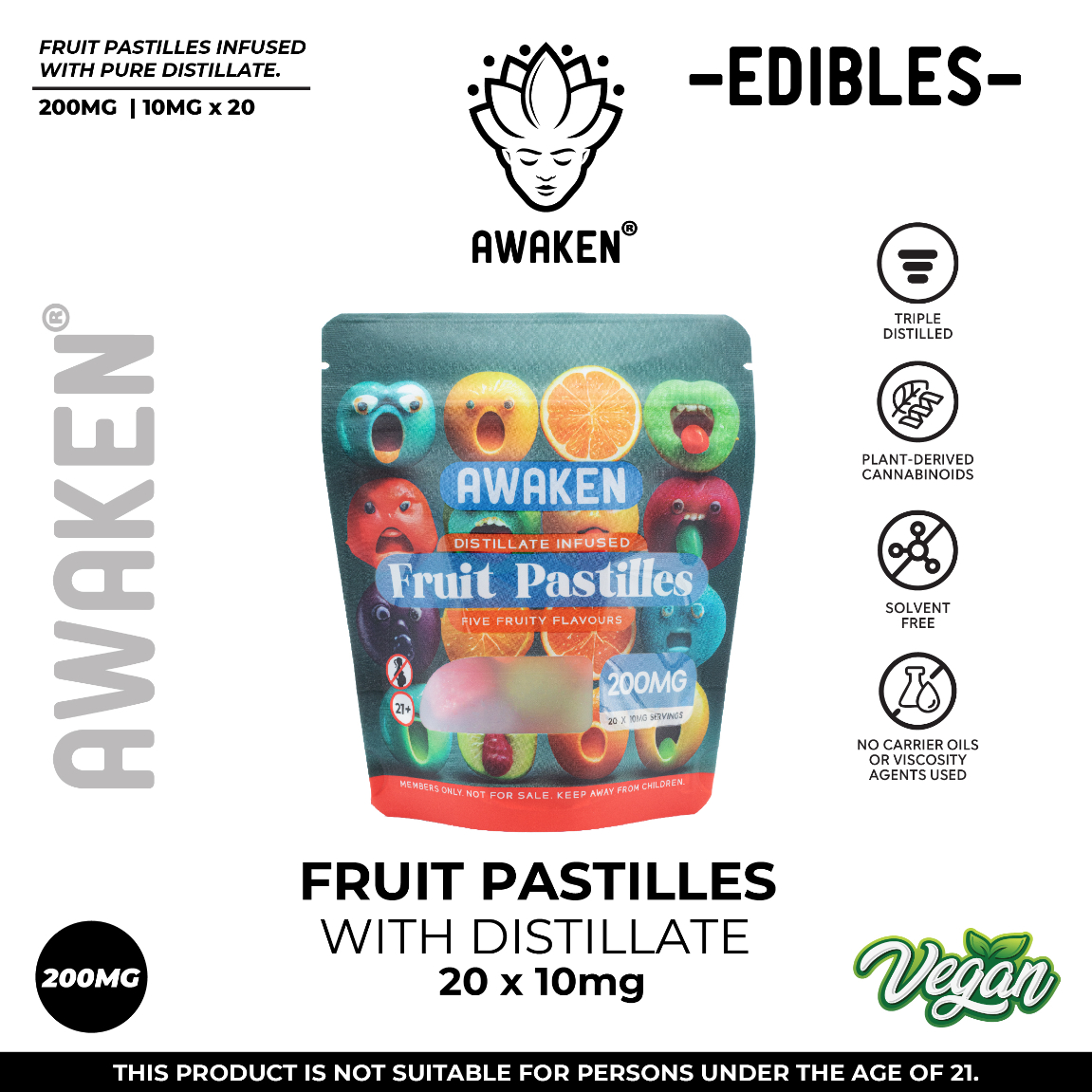 Awaken Vegan Fruit Pastelles with Distillate - Awaken Vapes - THC Vapes ...